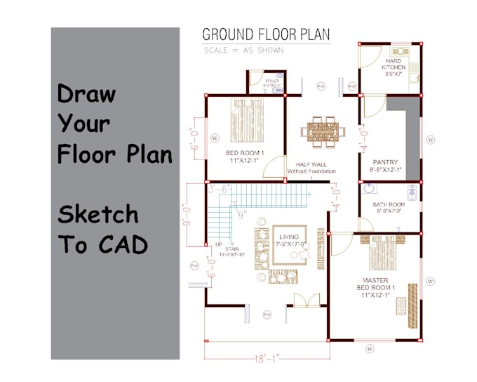 Draw architectural drafting in autocad by Toufique69 | Fiverr