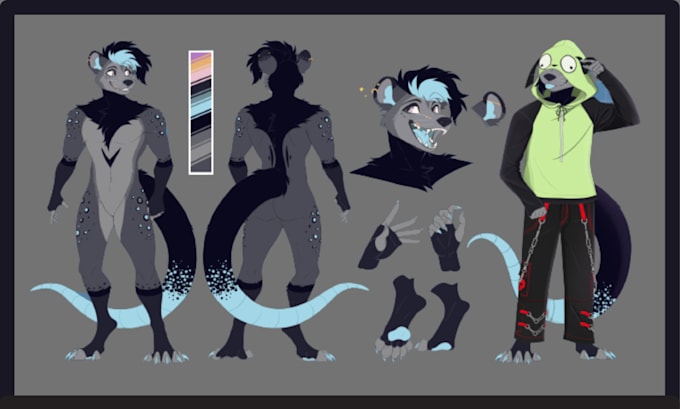 Draw furry reference sheet vr avatar reference sheet character vrc ...