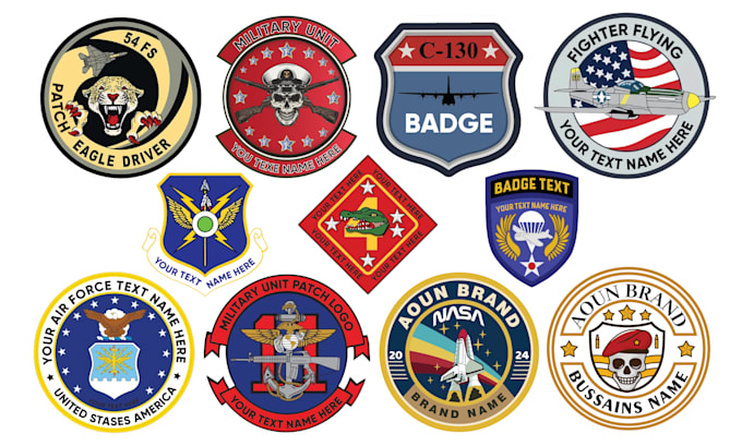 Design patch, badge, circular, military, army, skull, sticker, and ...