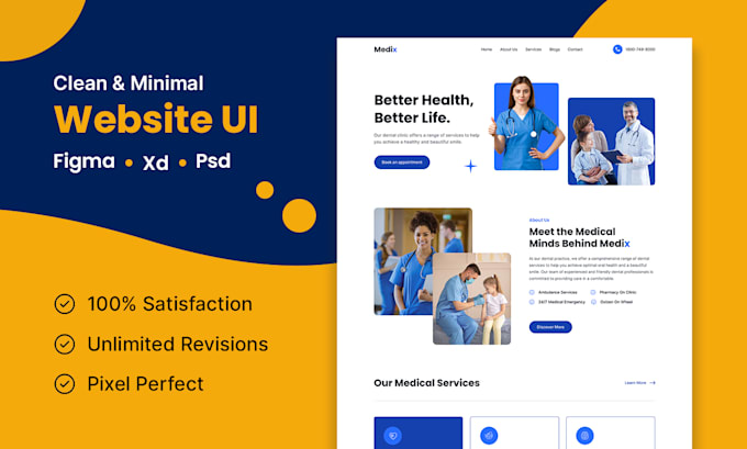 Design website ui template,figma website mockup design in psd xd figma ...