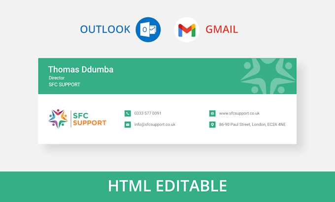 Design clickable email signatures in html for outlook and gmail by ...