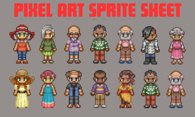 Do pixel art sprite sheet, pixel art character, animation and 2d game ...
