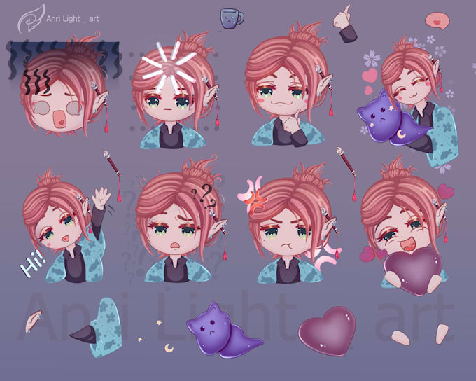 Draw and or animation stickers, emoji for you in anime or chibi style ...