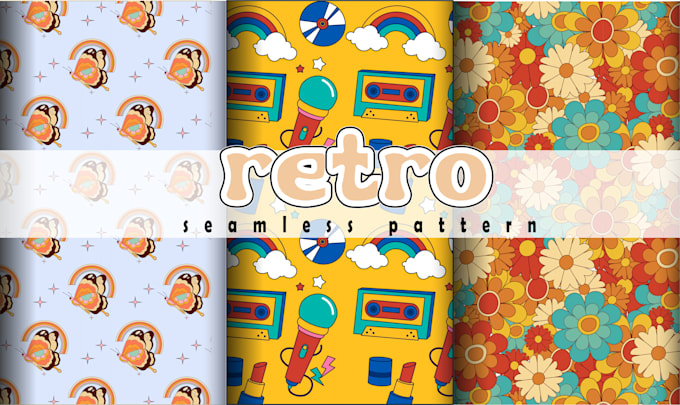 Design seamless retro pattern by Amicox | Fiverr