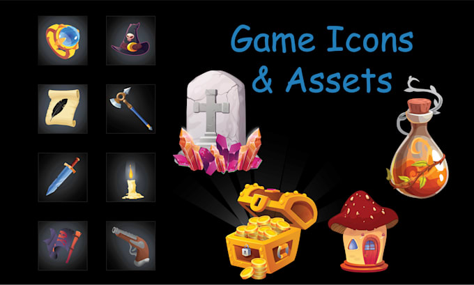 Create nice 2d game assets, props, icons, objects and ui by Rashid_graphixx | Fiverr