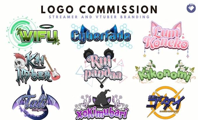 Cute vtuber anime, japanese kawaii logo cartoon stream overly twitch ...