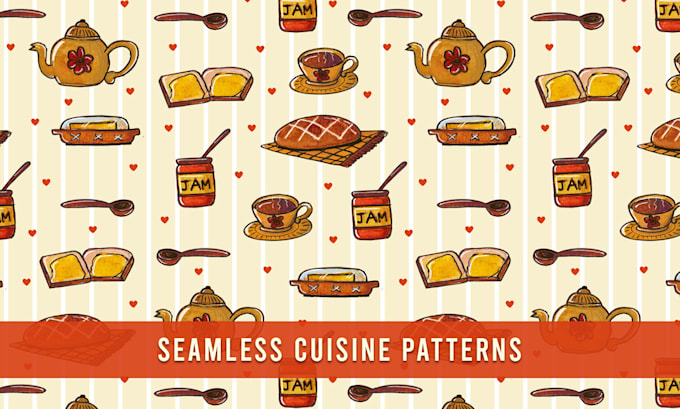 Design the food, fruit, cuisine patterns by Chaasiillustrat | Fiverr