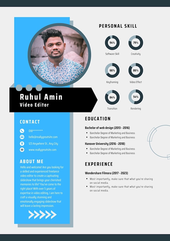 Make professional resume and cv design using canva pro by Mr_ruhul_amin ...