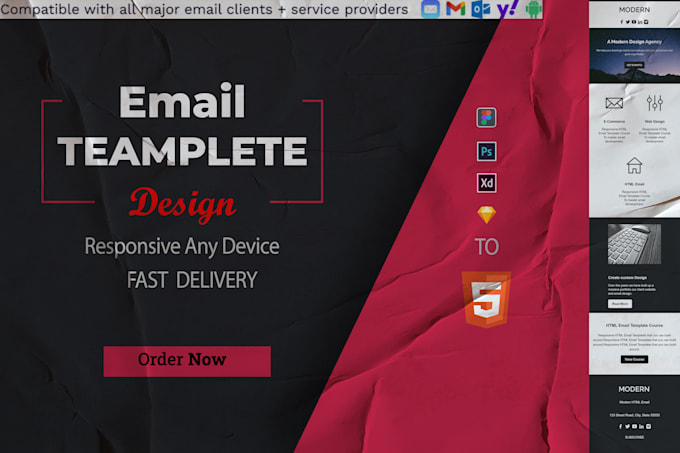 Convert designs into html responsive email template for mailchimp by ...