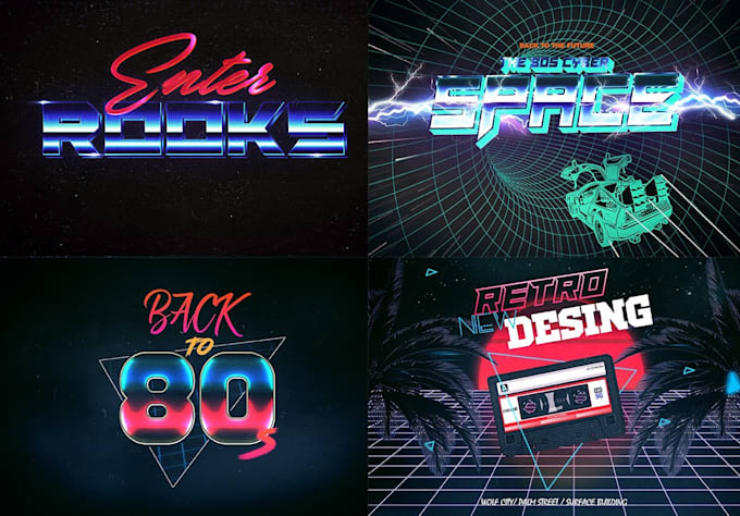 Create 80s retro logo in synthwave and 3d chrome style by Parthok_007 | Fiverr