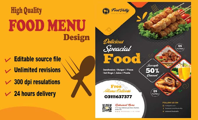 Do menu design 24 hour restaurant menu card food menu design by Eman ...