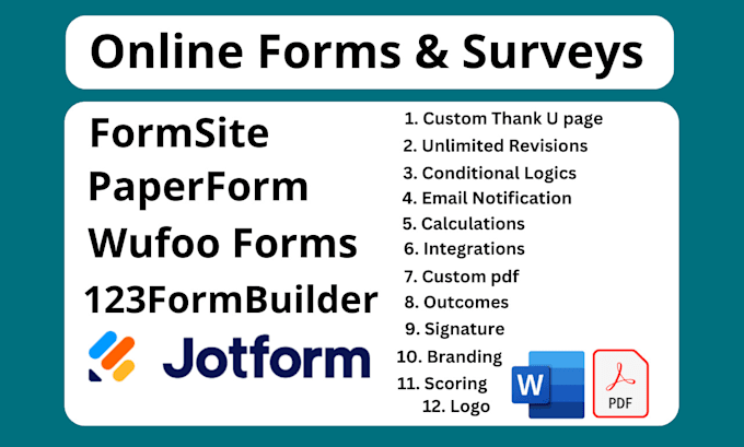 Create online forms, surveys, jotform, paperform, formsite ...
