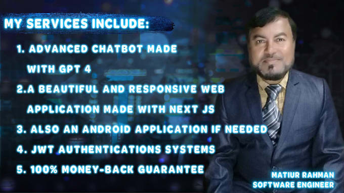 Develop a personal ai chatbot for you using gpt 4 by Matiur_r | Fiverr