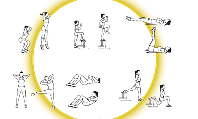 Draw yoga,fitness,workout,exercise color and vector line art by ...