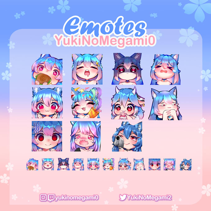 Emotes twitch vtuber ilustracion by Yuki18 | Fiverr