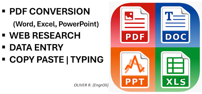 Convert pdf or scanned pages to word, excel and any file conversion by Engroli | Fiverr