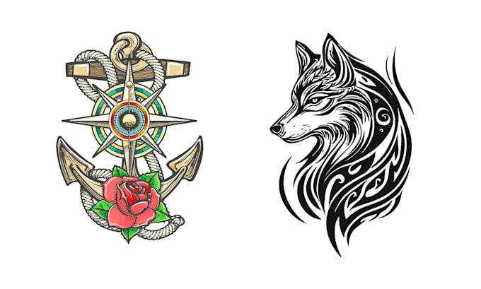 Do traditional line art minimalist tattoo design in my style by ...