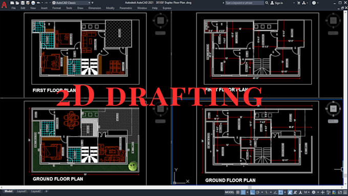 Do autocad 2d drafting floor plan by Waleedarch_2 | Fiverr