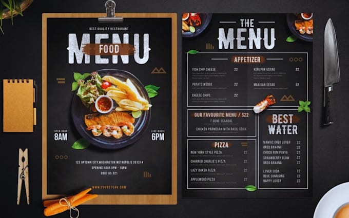 Professional menu design for restaurants and cafes by Carlos22551 | Fiverr