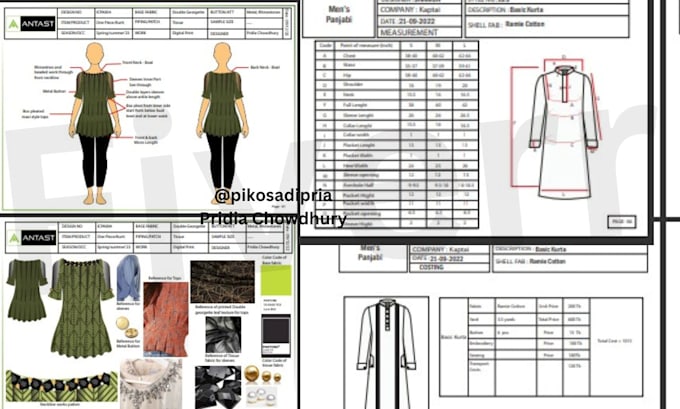 Make tech pack, spec sheets and size chart highgrade by Pikosadipria | Fiverr