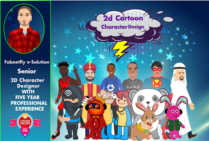 Create 2d cartoon character or convert face into funny character for ...