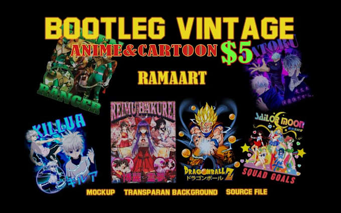 Design a bootleg vintage 90s anime and cartoon by Mftrhrmdhan | Fiverr