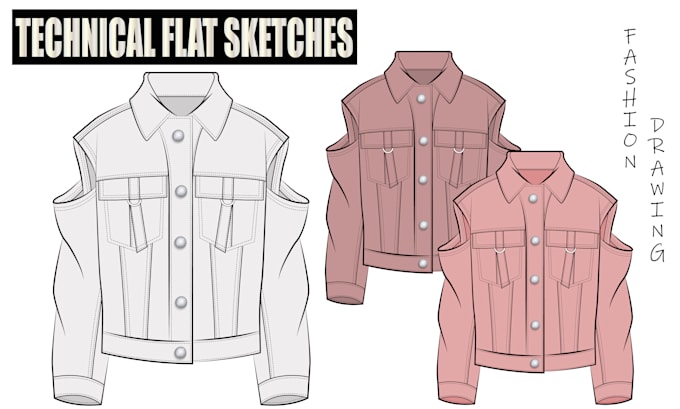 Draw technical flat sketch and fashion tech pack by Rameezasaher | Fiverr