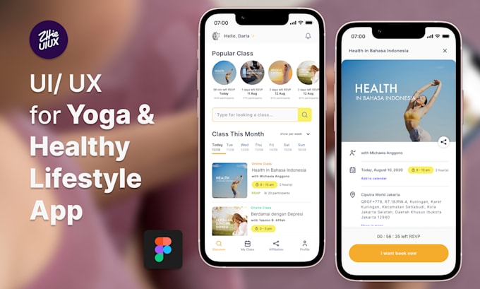Create ui ux in figma for yoga and healthy lifestyle app by Zhie_uiux ...