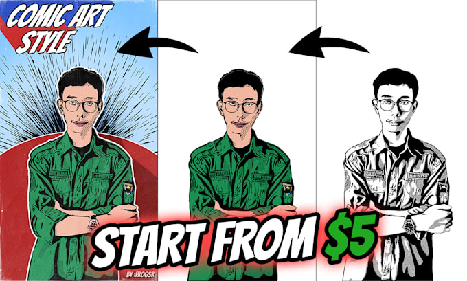 Turn your potrait into comic style in 24 hours by Frogsr | Fiverr