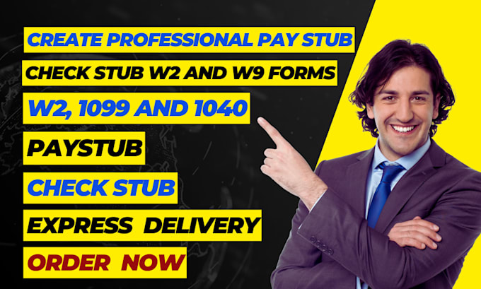 Design and prepare paystub, pay stub, check stubs, 1099, w2 by ...