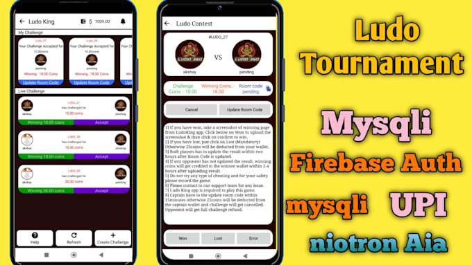 Ludo tournament app aia file for niotron by Techmasteraia | Fiverr