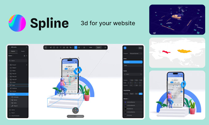 Create 3d scenes for the web through spline by Muhammadobloqul | Fiverr