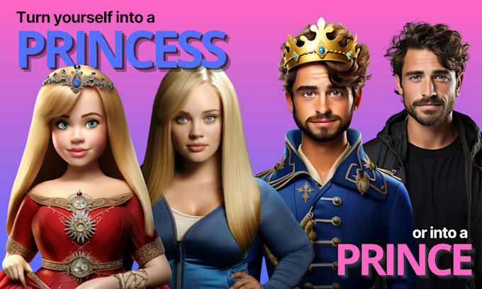 Create a custom digital portrait in animated princess style by ...