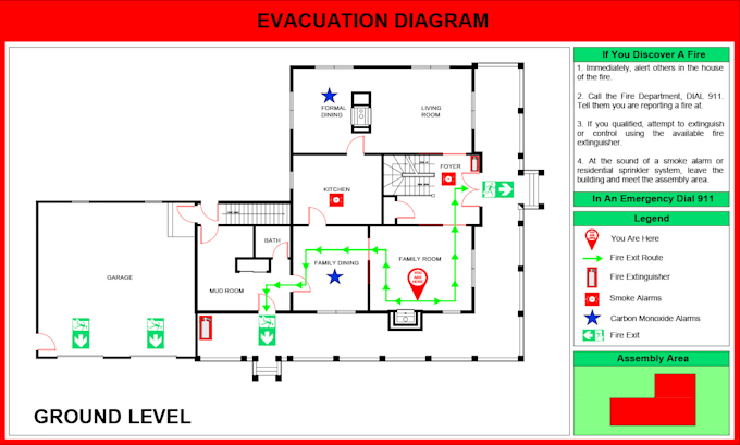 Draw emergency evacuation plan and fire safety plan by Draftsman_tarik ...