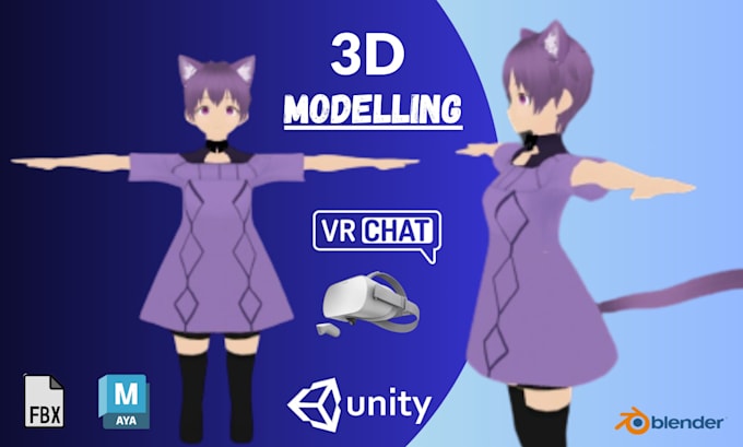 Create 3d model for vrchat furry avatar vtuber vrc character 3d animevr ...