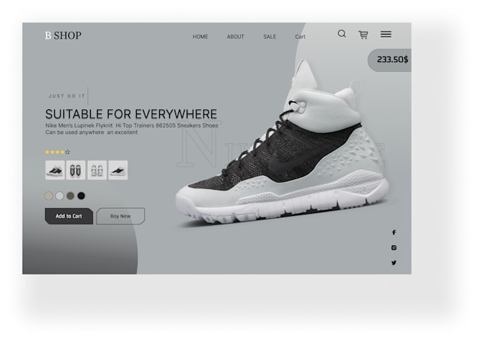Create shoes website landing page and animation in figma by Nik ...