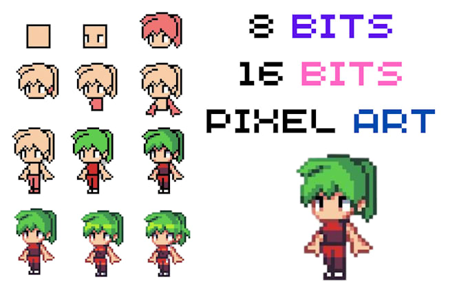 Faire du pixel art 8 bits ou 16 bits, du rétro art, du pixel art en ...