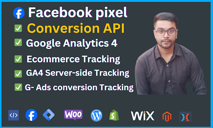 Setup facebook pixel, conversion api, google analytics 4, ga4 tracking by Riponsem | Fiverr