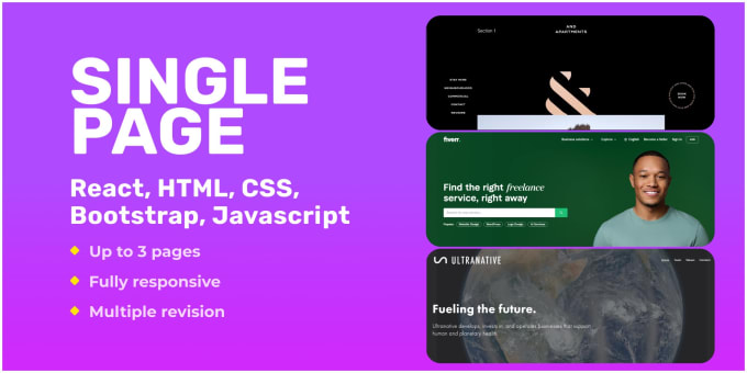 Build responsive single page for you by Santiagopagano | Fiverr