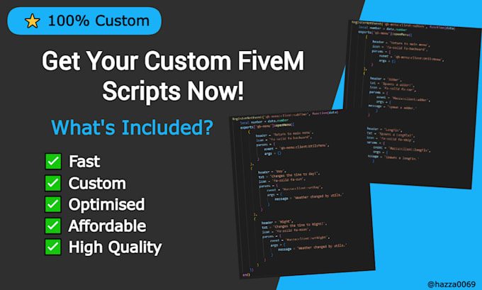 Make you a custom fivem script by Hazza0069 | Fiverr