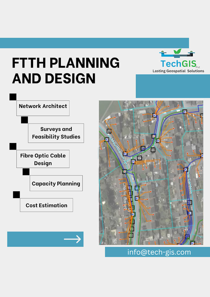 Design ftth,fttc,fttp,fttx,hld,lld, splicing plan in gis by Tech_gis | Fiverr