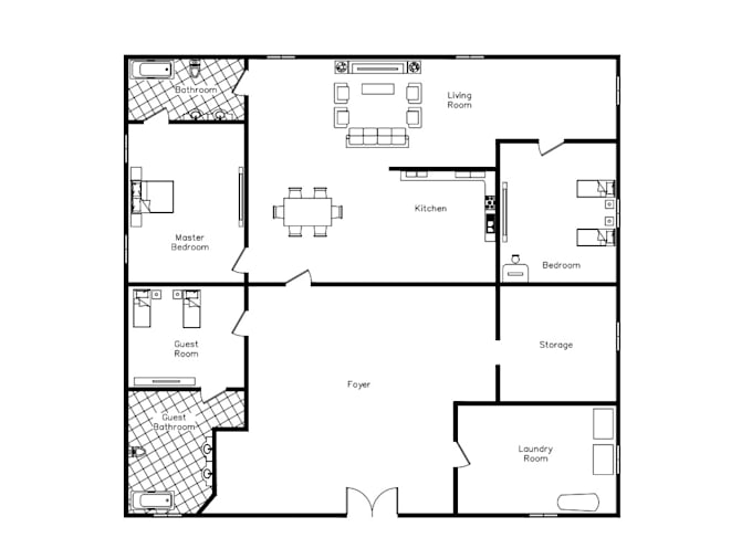 Design a scale 2d floorplan from your sketch by Muaazk1 | Fiverr