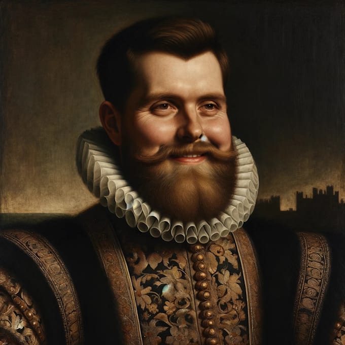 Create a portrait of you that looks like a renaissance royalty painting ...