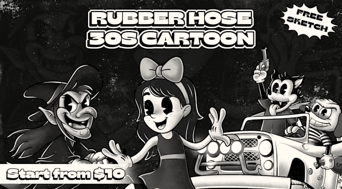 Create vintage retro 30s cartoon mascot in rubber hose style ...