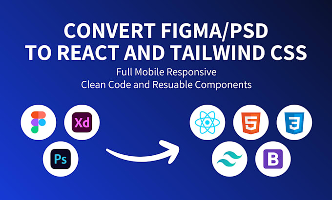 Convert figma to react, psd to react with tailwind css by Moizrasheed01 | Fiverr