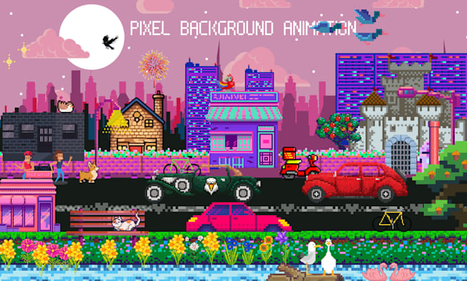 Create 8 bit 16 bit pixel animation pixel background landscape pixel ...