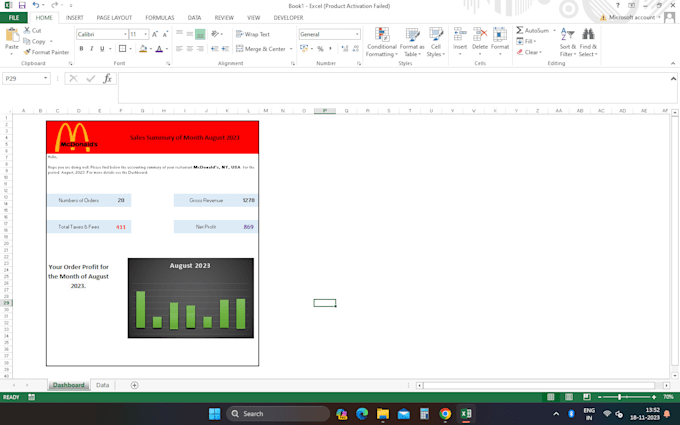 Create a excel template for your restaurant with visualization by ...