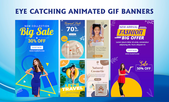 Design eye catching animated gif banners logo for website social media ...