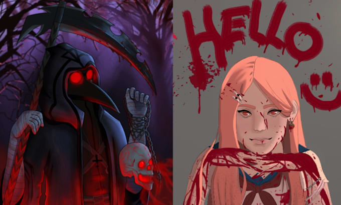 Draw dark art, horror illustrations by Claraalvarenga | Fiverr