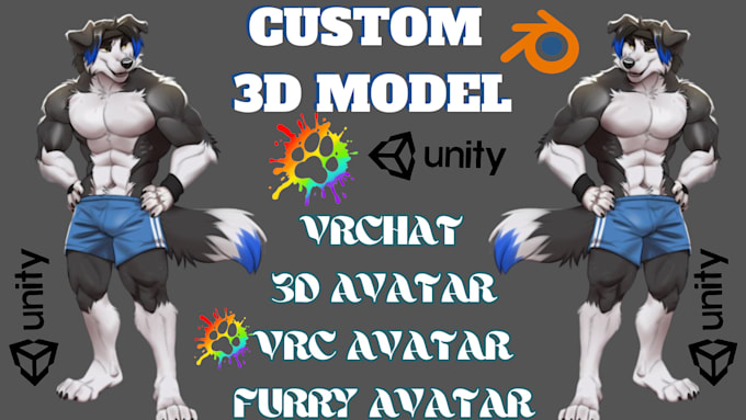 Custom vrchat avatar, vriod, furry, vtuber avatar, vr character fursona ...
